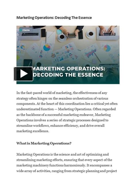 Ppt Marketing Operations Decoding The Essence Powerpoint