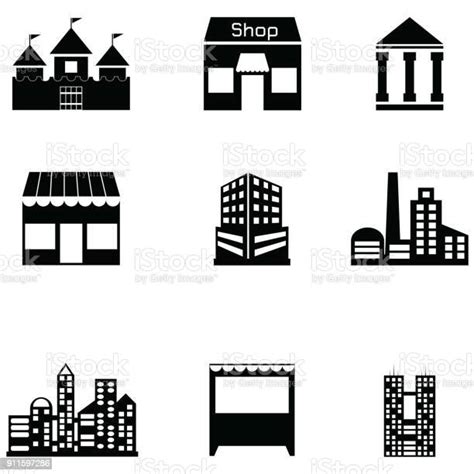 建築圖示設置向量圖形及更多住宅建築圖片 住宅建築 公寓 剪裁圖 Istock