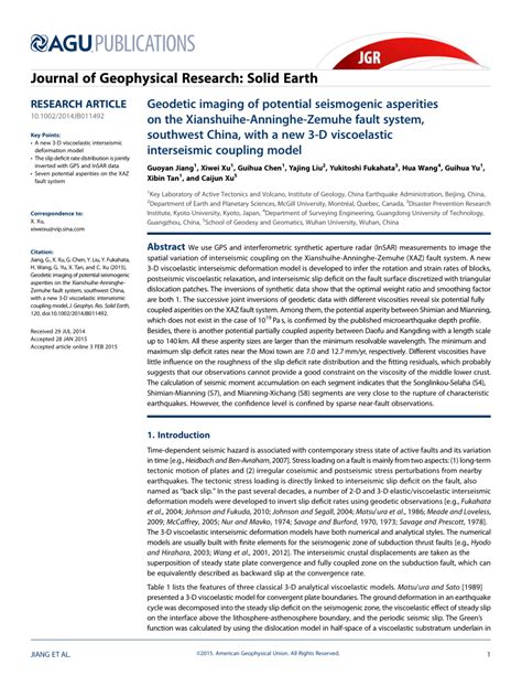 Pdf Geodetic Imaging Of Potential Seismogenic Asperities On The