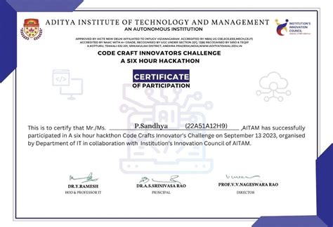 Sandhya Pitchika On Linkedin Aditya Institute Of Technology Department Of It Provided A 6hrs