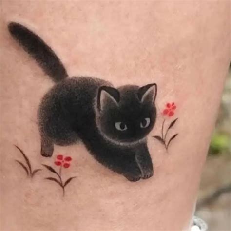 Cute Black Cat Tattoo Stickers For Women Man Arm Art Temporary Tattoos