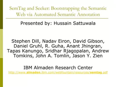 Ppt Semtag And Seeker Bootstrapping The Semantic Web Via Automated
