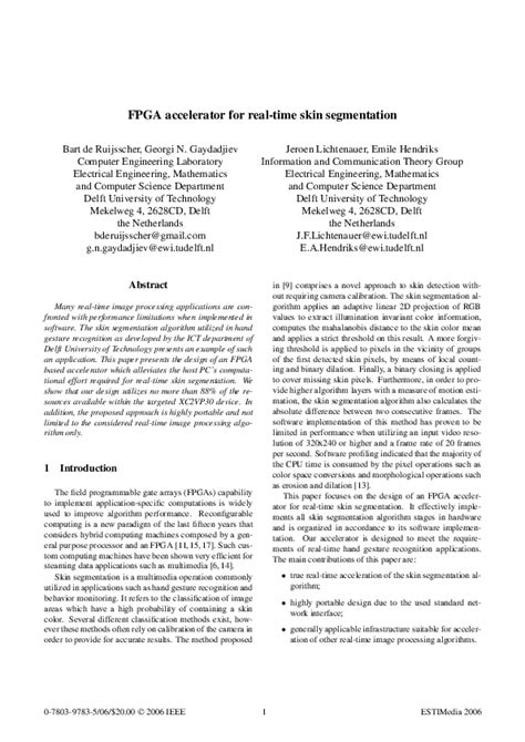 Pdf Fpga Accelerator For Real Time Skin Segmentation