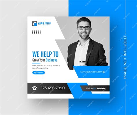 우리는 귀하의 비즈니스 성장을 돕습니다 소셜 미디어 게시물 디자인 템플릿 프리미엄 벡터