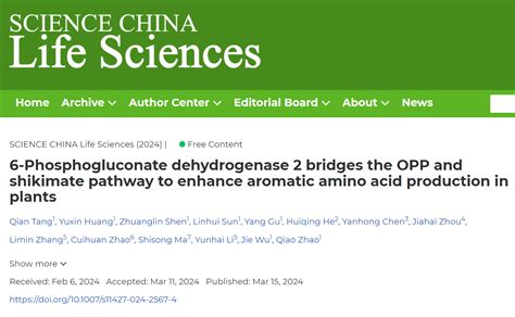 Science China Life Sciences 中国科学院深圳先进院合成所赵乔团队揭示芳香族氨基酸合成调控新机制 深圳合成生物