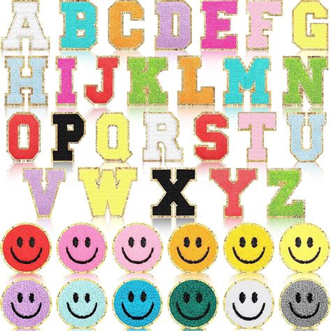38 Pieces Iron On Letters A Z Glitters Patches Chenille Letter Patches