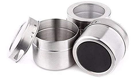 Porta Temperos E Condimentos Magnético Inox Potes Imã MercadoLivre