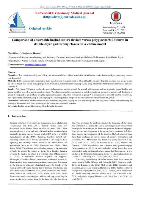 Pdf Comparison Of Absorbable Barbed Suture Devices Versus Polyglactin