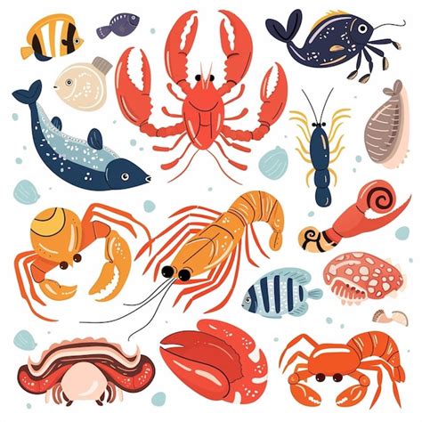 Un collage de homards et de homards Vecteur Premium généré à base dIA