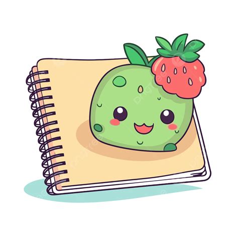 Clipart Notepad Lucu Buah Berhidung Stroberi Kawaii Lucu Di Buku