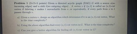 Solved Problem Points Given A Directed Acyclic Chegg