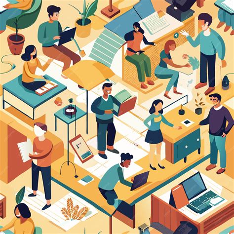 Premium Vector Collaborative Teamwork Modern Office Workers Engaged