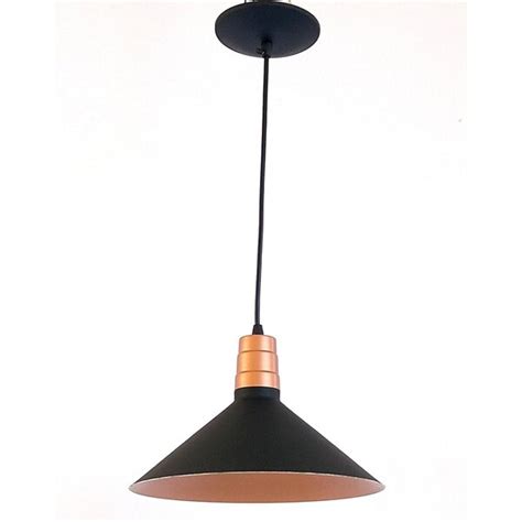 Pendente Chapéu Pequeno 1 Lâmpada Emalustres Preto Leroy Merlin