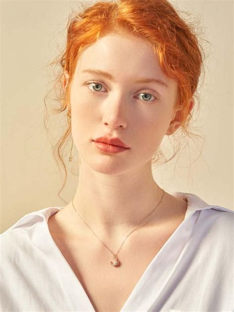 Clear CZ Moon Charm Necklace Portrait Inspiration Portrait Red Hair