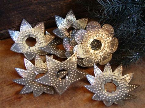 8 Vintage Punched Tin Christmas Tree Light Reflectors Etsy Holiday