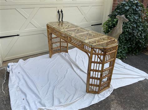 1970s Brighton Style Consoletable W Glass For Sale At 1stdibs