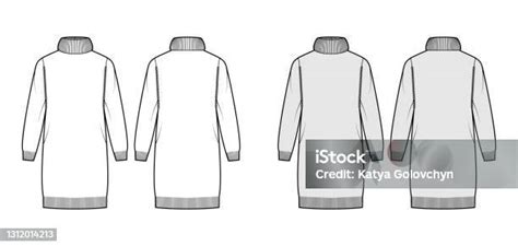 스웨터 드레스 과장 터틀넥 기술 패션 일러스트와 긴 소매 릴렉스 핏 무릎 길이 0명에 대한 스톡 벡터 아트 및 기타 이미지 0명 건강한 생활방식 검은색 Istock