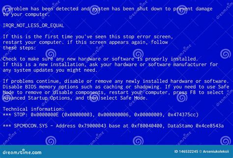 Blue Screen Of Death Stock Vector Illustration Of Isuue 146532245