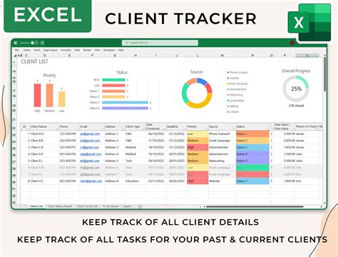 Excel Client Tracker Small Business Template Crm Dashboard Etsy