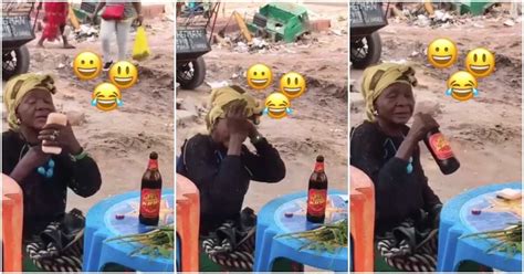 video of grandma doing makeup and chilling all by herself in public