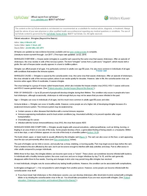 Shingles Patient Informationpdf Herpes Simplex Public Health