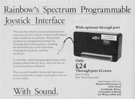 Rainbow Joystick And Sound Interface World Of Spectrum Classic