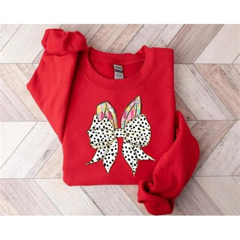 Coquette Bow Bunny Ears Shirt Cute Bunny Sweatshirt Rabbit Shirt