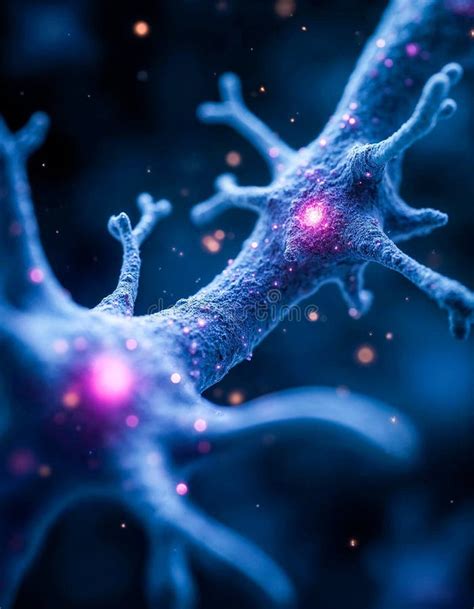 A Sci Fi Visualization Of Bioluminescent Neurons And Synaptic Networks