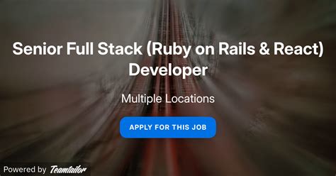 Senior Full Stack Ruby On Rails And React Developer Lateral Group