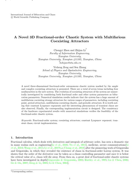 Pdf A Novel 3d Fractional Order Chaotic System With Multifarious Coexisting Attractors