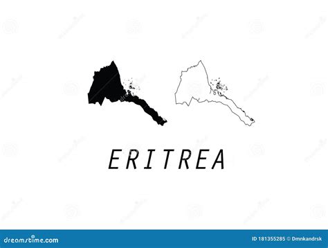 Eritrea Outline Map Country Shape Stock Vector Illustration Of