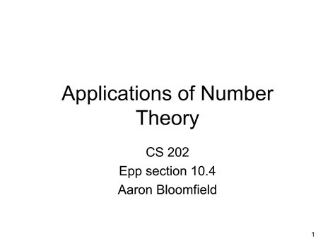 14 Applications Of Number Theoryppt