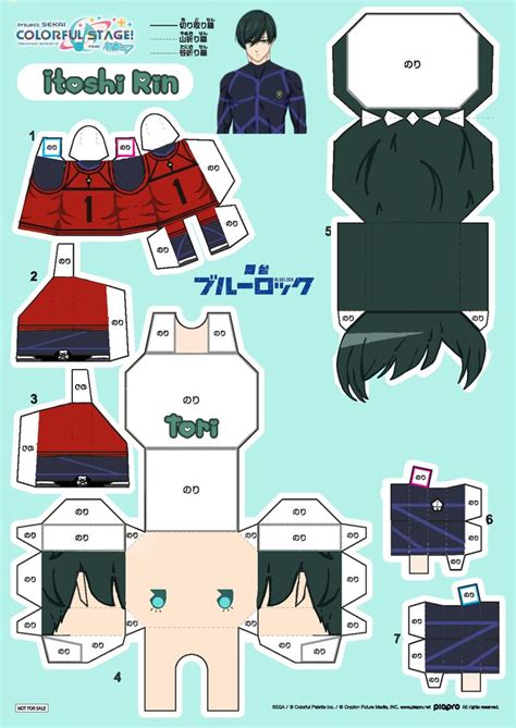 Itoshi Rin Papercraft Bluelock Paper Doll Template Paper Crafts