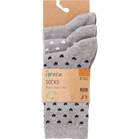Strumpa Eko Hjärta Gråmelange Stl 39 41 3 P Ica I Love Eco Handla Mat