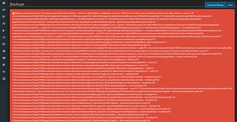 Error Backup Failed Because The Dump Process Failed With Exitcode 2 · Issue 11327 · Snipe