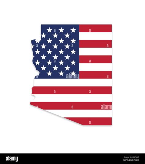Arizona Map Shape Simplified With Usa Flag Logo Vector Isolated On