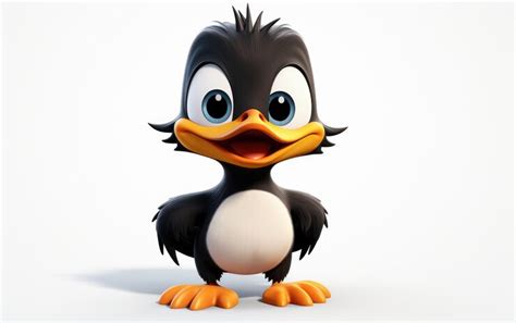 Premium Ai Image Gorgeous Black Daffy Duck Is Standing 3d Cartoon Isolated On White Background
