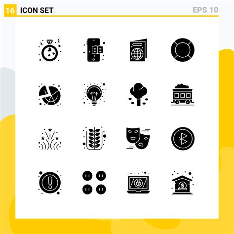 Set Of 16 Modern Ui Icons Symbols Signs For Graph Pie Passport Chart Ui