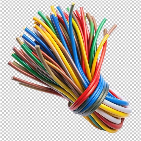 Cut Insulated Colorful Wires On Transparent Background Premium AI Generated PSD