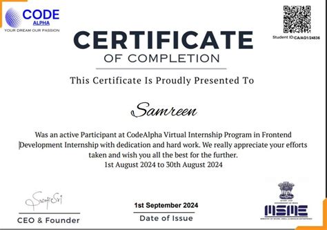 Completed A Frontend Development Virtual Internship Samreen Khalidkhan Posted On The Topic