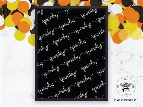 Cursive Spooky Pattern Digital Download Printable Etsy