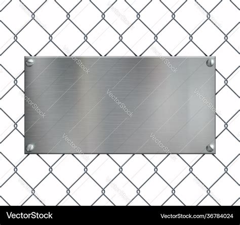 Blank Metal Plate On Netting Grid Fence Royalty Free Vector