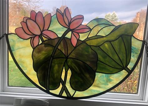 Stained Glass Lilly Pad Panel Stain Glass Window Hanging Etsy
