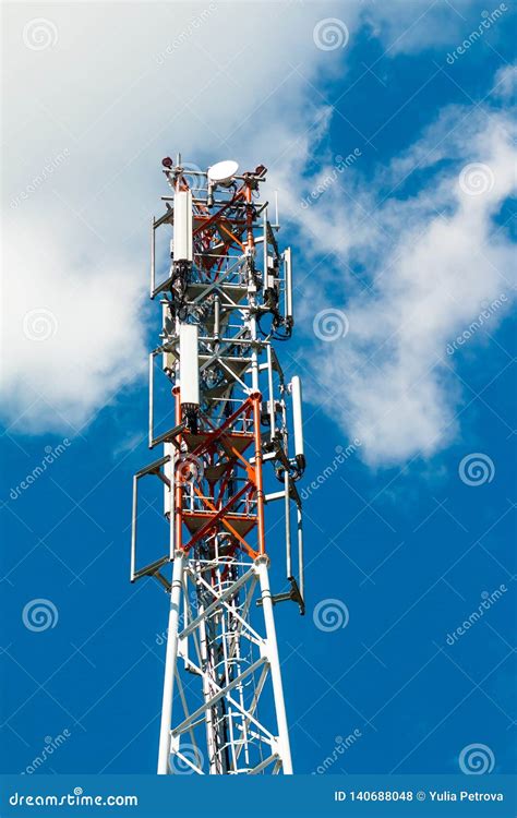 3g 4g And 5g Cellular Base Station Or Base Transceiver Station Telecommunication Tower Stock