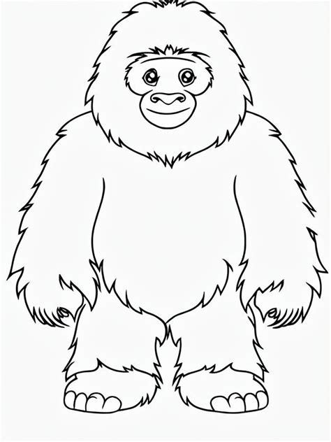 Cute Line Art Yeti Coloring Book Page Design Playground