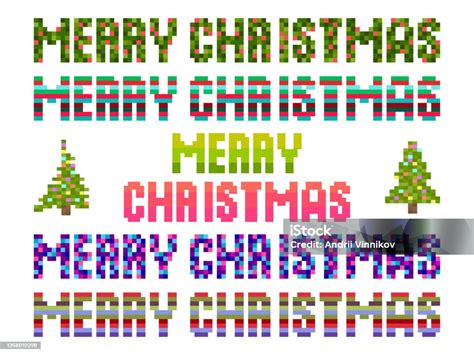 vetores de feliz natal pixel art texto pixelado no estilo de jogos