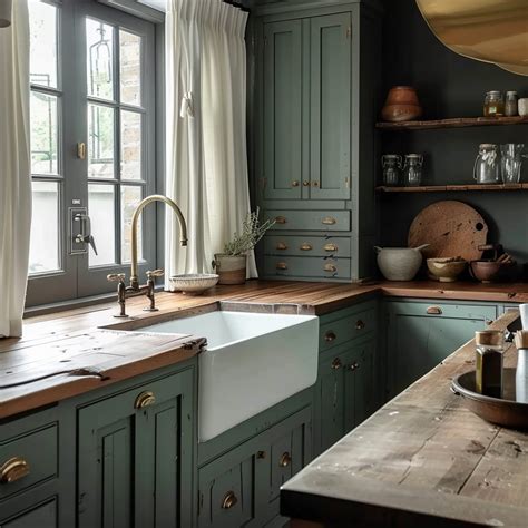Butcher Block Countertops With Different Cabinet Colors Interior