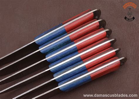 Damascus Steak Knives Set Steak Knives With Leather Roll Bag