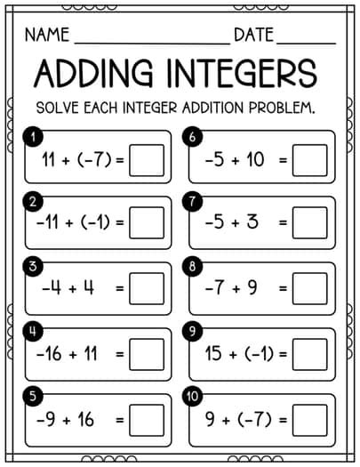 Free Adding And Subtracting Integer Worksheets By Owl Spark Tpt