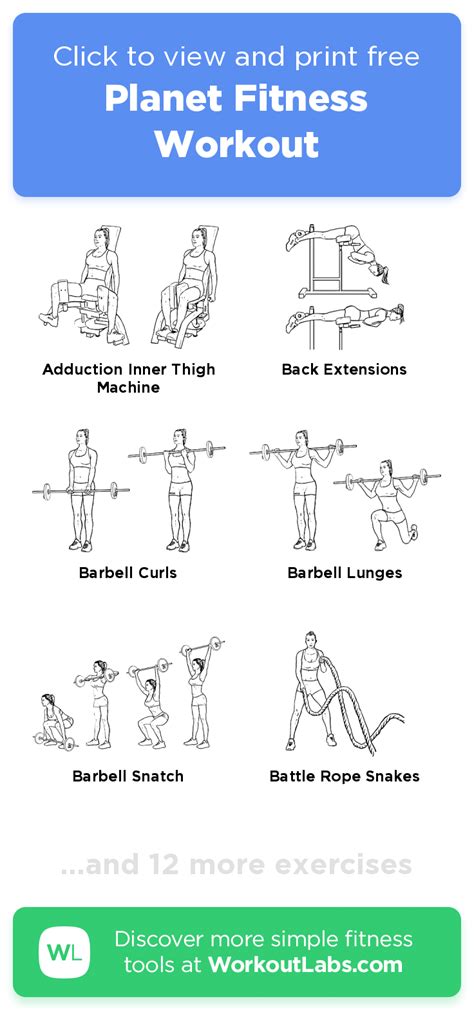 Planet Fitness Workout Click To View And Print This Illustrated